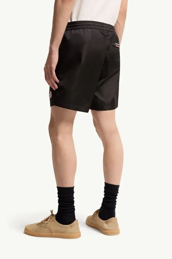 Moncler Logo Patch Drawstring Swim Shorts - Black