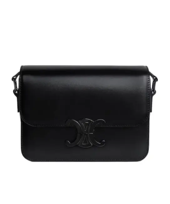 Celine Classique Triomphe Bag In Shiny Calfskin - Black