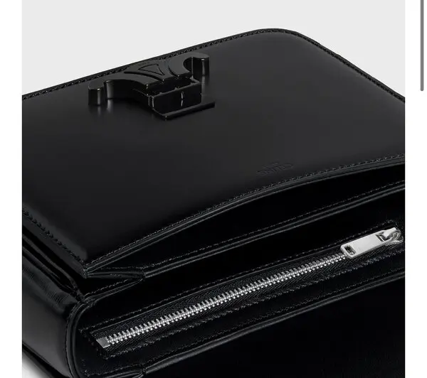 Celine Classique Triomphe Bag In Shiny Calfskin - Black