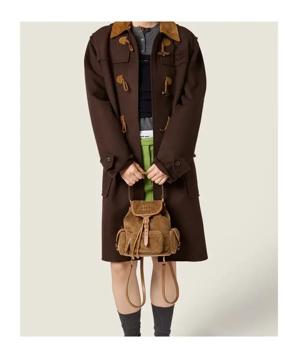 Miu Miu Corduroy Backpack With Leather Trim
