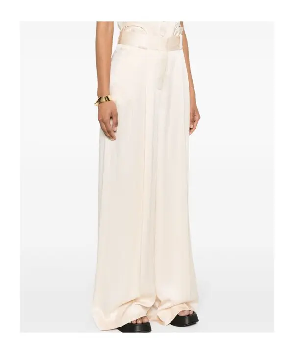 BLAZÉ MILANO High-waisted Wide-leg Trousers - White