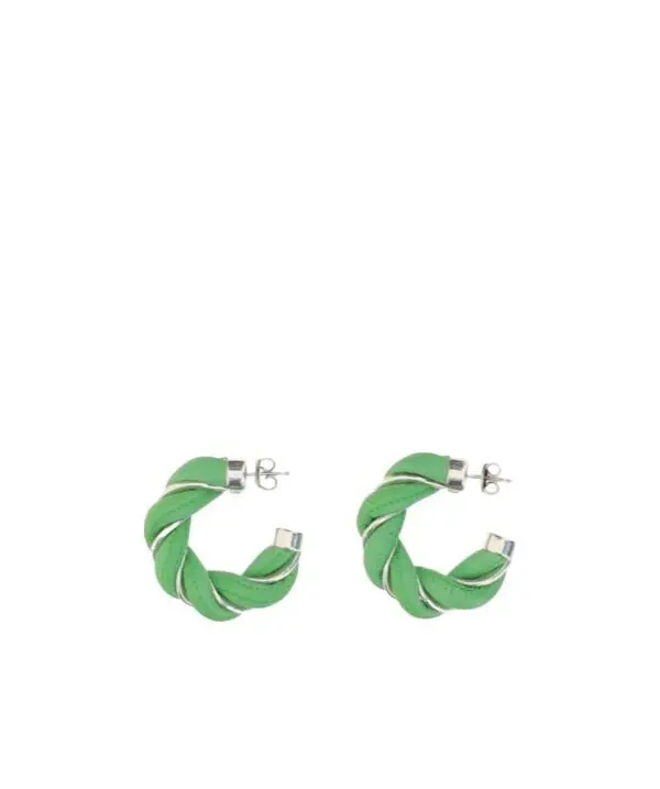 Bottega Veneta Twisted Hoop Earrings With Butterfly Buckle - Green