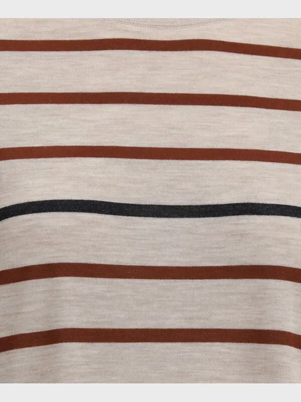 Brunello Cucinelli Striped Knit Top - Nude