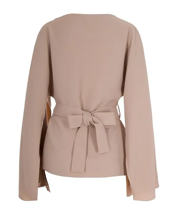 P.a.r.o.s.h Long Sleeve Round Neck Top With Embellished Belt