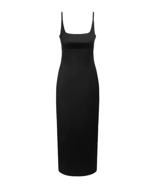 Staud Square Neckline Maxi Dress With Slit Detail - Black