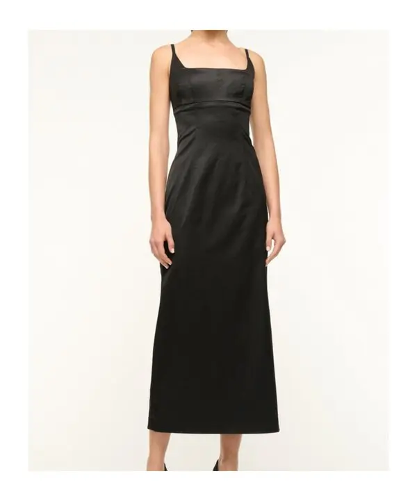 Staud Square Neckline Maxi Dress With Slit Detail
