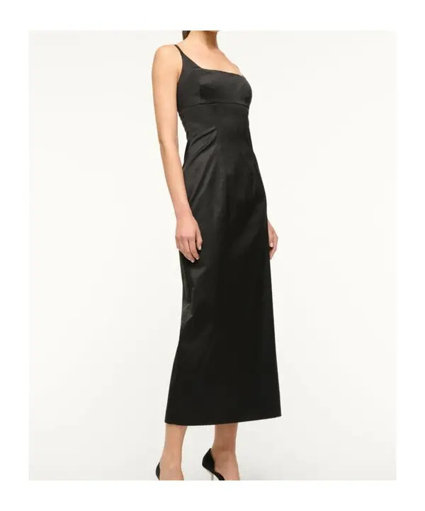 Staud Square Neckline Maxi Dress With Slit Detail