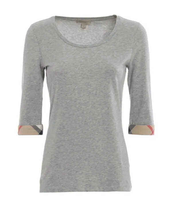 Burberry Classic Checked Sleeve T-shirt - Gray