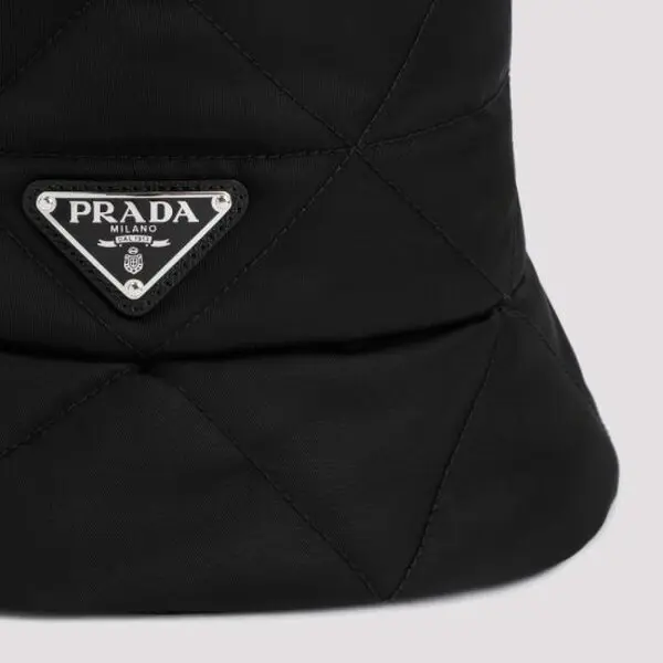 Prada Puffer Bucket Hat With Triangle Logo Plaque