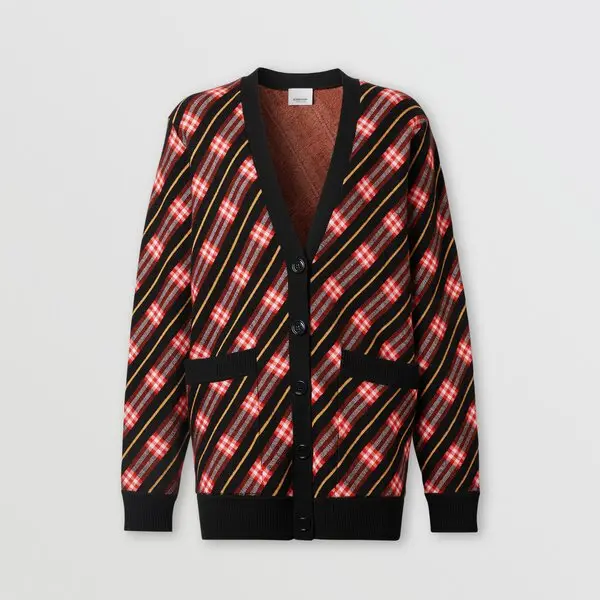 Burberry Icon Stripe Knitted Cardigan - Black