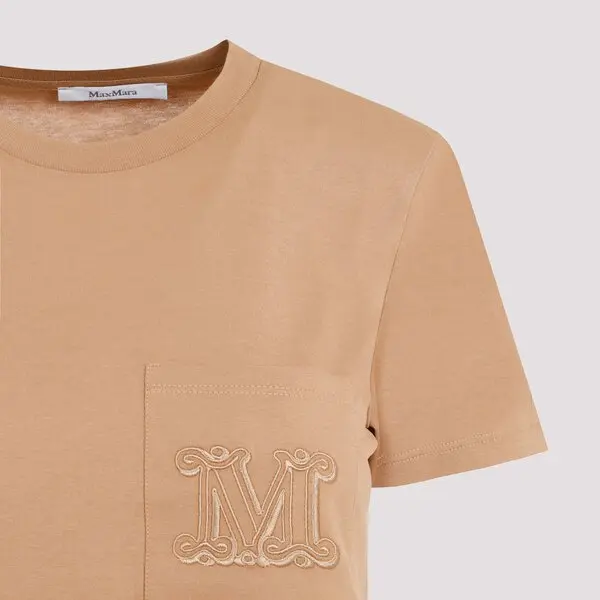 Max Mara Papaia Logo Embroidered Crewneck T-shirt - Nude