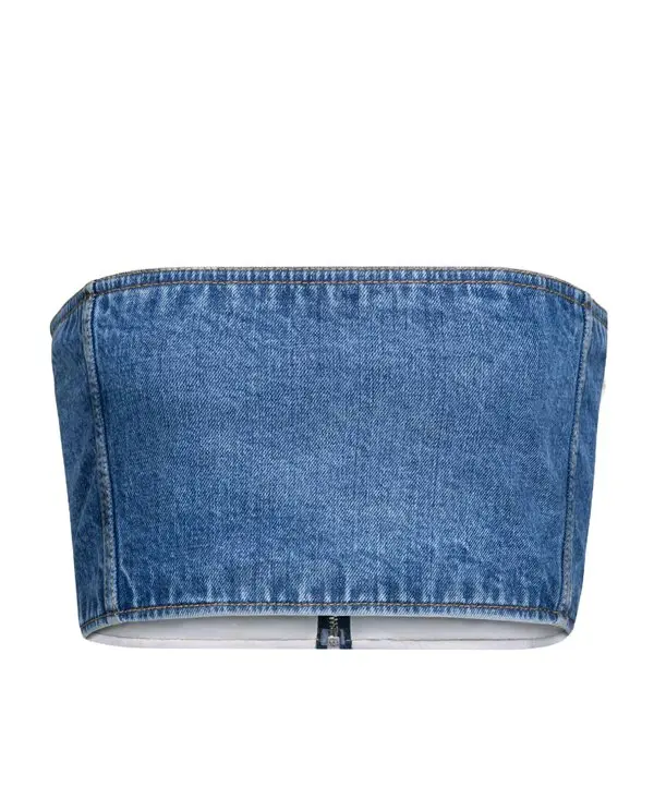 Alaïa Denim Bustier Top - Mineral