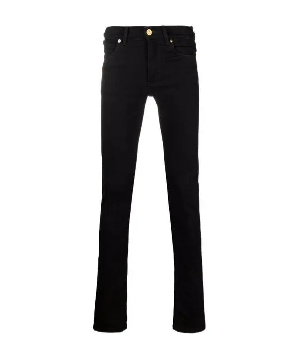 Versace Logo Patch Slim-fit Jeans - Black