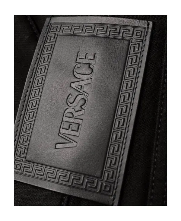Versace Logo Patch Slim-fit Jeans - Black