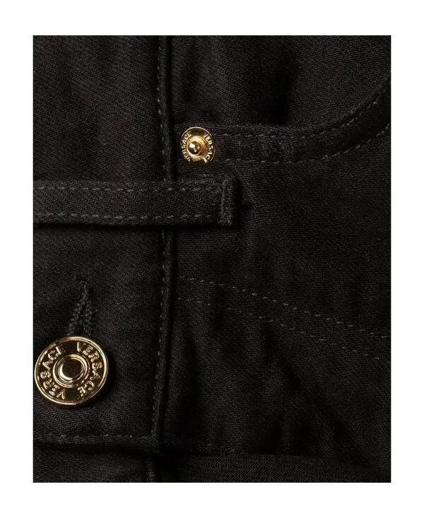 Versace Logo Patch Slim-fit Jeans - Black
