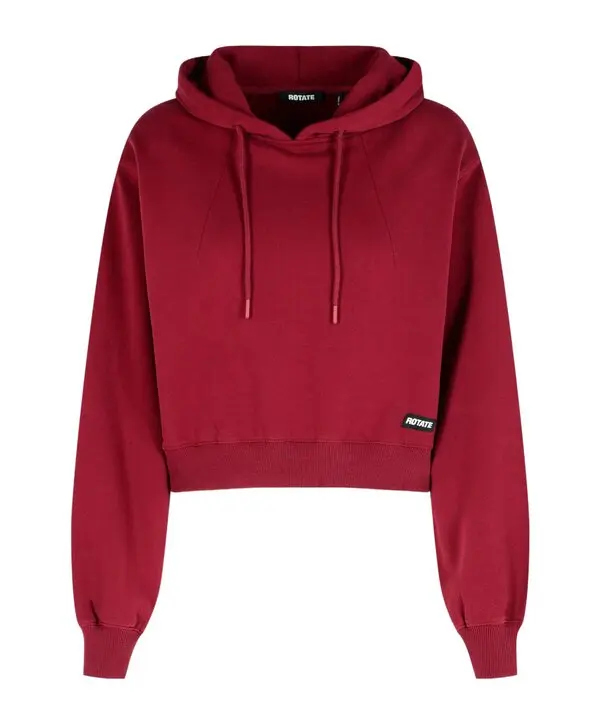 ROTATE BY BIRGER CHRISTENSEN Pullover Hoodie With Ruffle Cuffs - Red