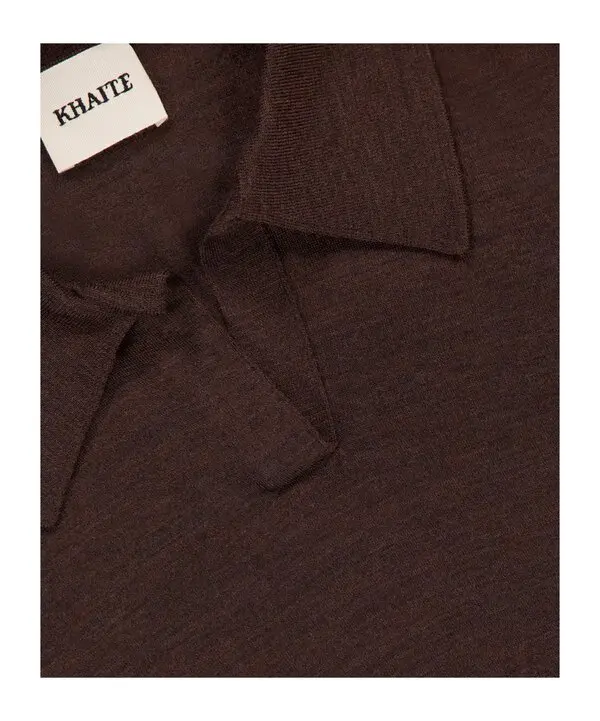 Khaite Morgane Short Sleeve Knit Top - Brown