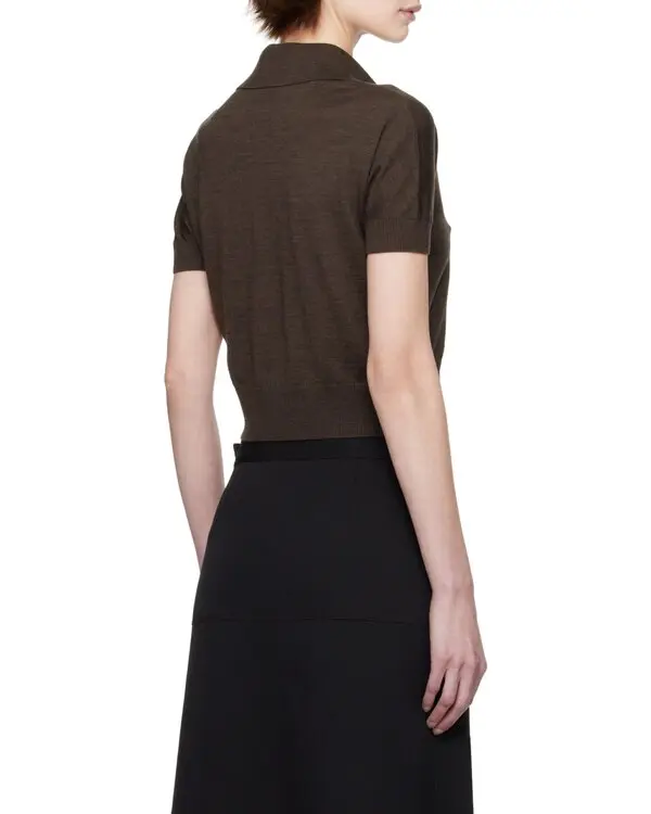 Khaite Morgane Short Sleeve Knit Top - Brown