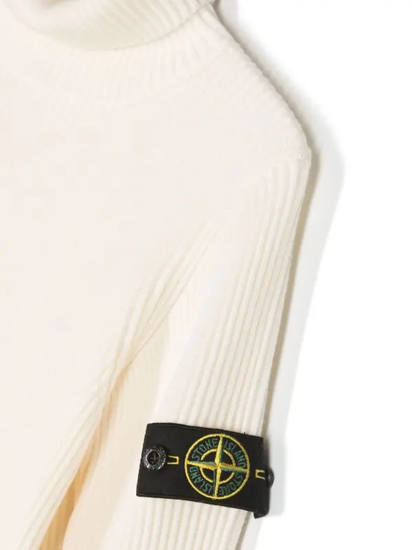 Stone Island Logo Long Sleeve Sweater - Ivory