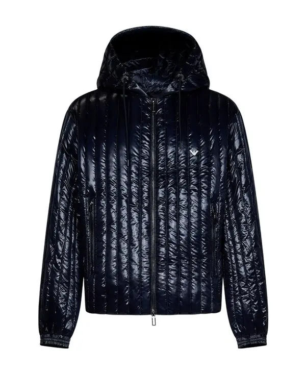 Emporio Armani Logo-embroidered Hooded Padded Jacket - Black