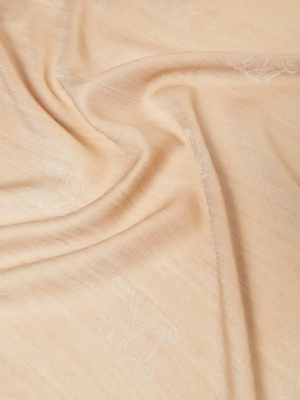Max Mara Wool, Silk And Cotton Logo Shawl