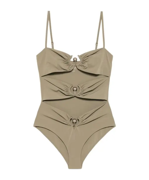 Christopher Esber Spaghetti Strap Cut-out Swimsuit - Nude
