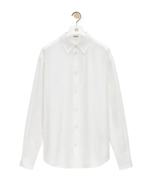 Loewe Logo Embroidered Long-sleeved Shirt - White