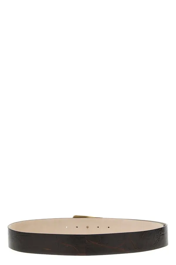 Brunello Cucinelli Engraved Logo Buckle Leather Belt