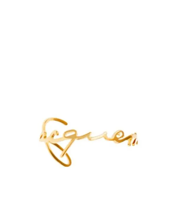 Jacquemus Logo Cuff Bracelet In Gold-plated Brass - Yellow