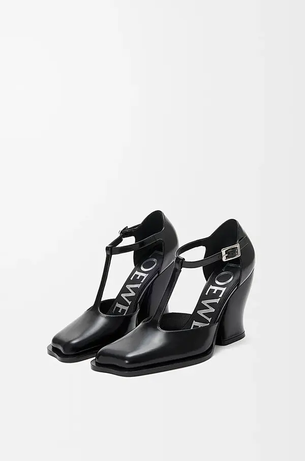 Loewe T-bar Chunky Heel Pumps - Black