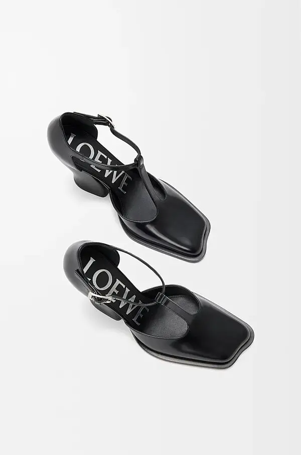 Loewe T-bar Chunky Heel Pumps - Black