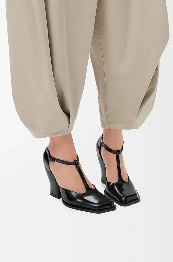 Loewe T-bar Chunky Heel Pumps - Black