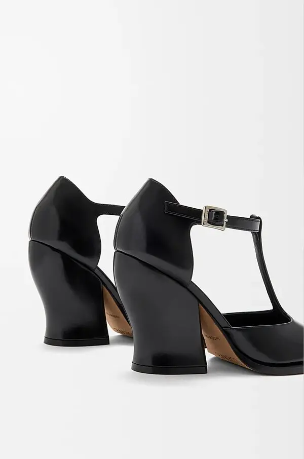 Loewe T-bar Chunky Heel Pumps - Black