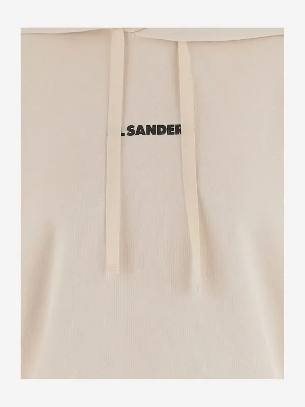 JIL SANDER Long Sleeve Logo Hoodie - Dune