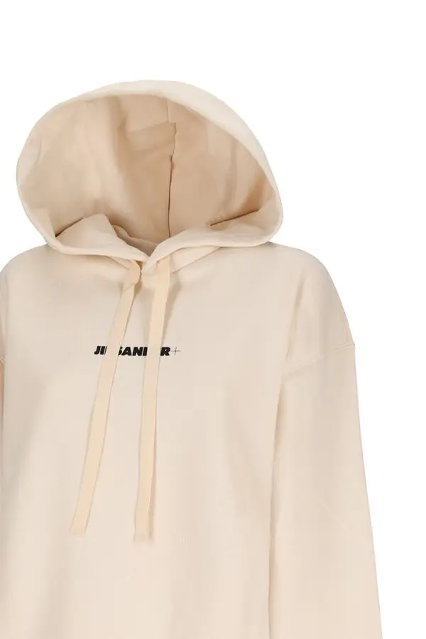 JIL SANDER Long Sleeve Logo Hoodie - Dune