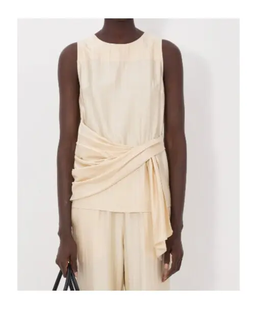 Loulou De Saison Fonda Draped Asymmetric Top - Ecru