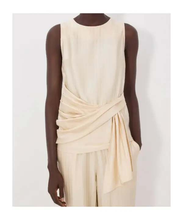 Loulou De Saison Fonda Draped Asymmetric Top - Ecru
