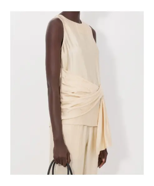 Loulou De Saison Fonda Draped Asymmetric Top - Ecru