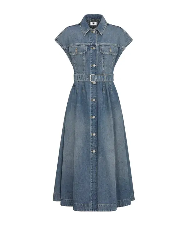 Dior Mid-length Flared Dress With Embroidered Bee And Cd Logo