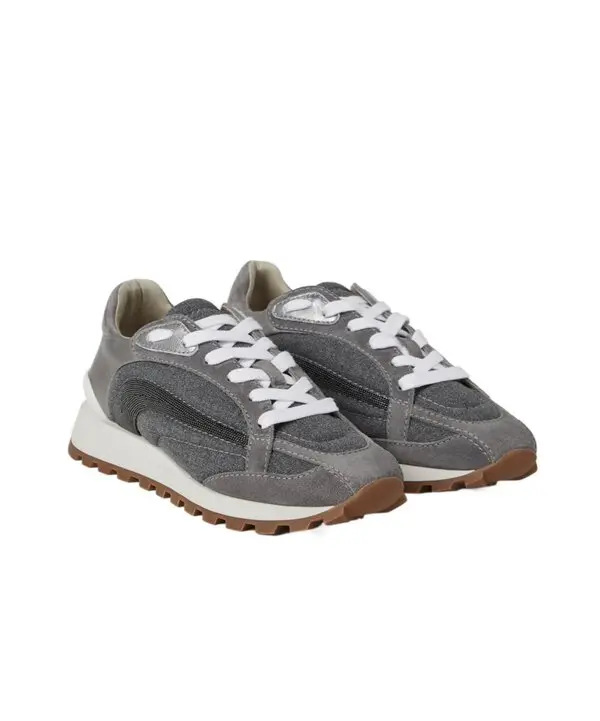 Brunello Cucinelli Monili Embellished Sneakers - Medium Gray