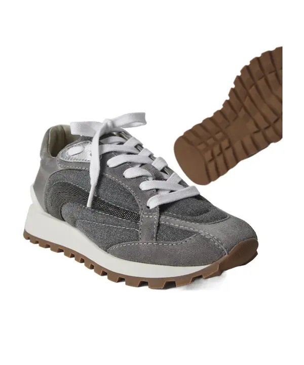 Brunello Cucinelli Monili Embellished Sneakers - Medium Gray
