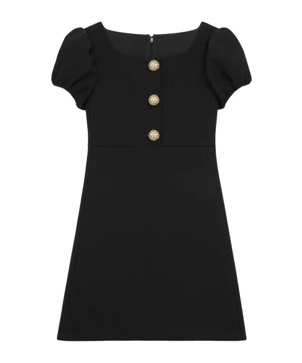 Celine Mini Dress With Jeweled Buttons In Wool Piqu
