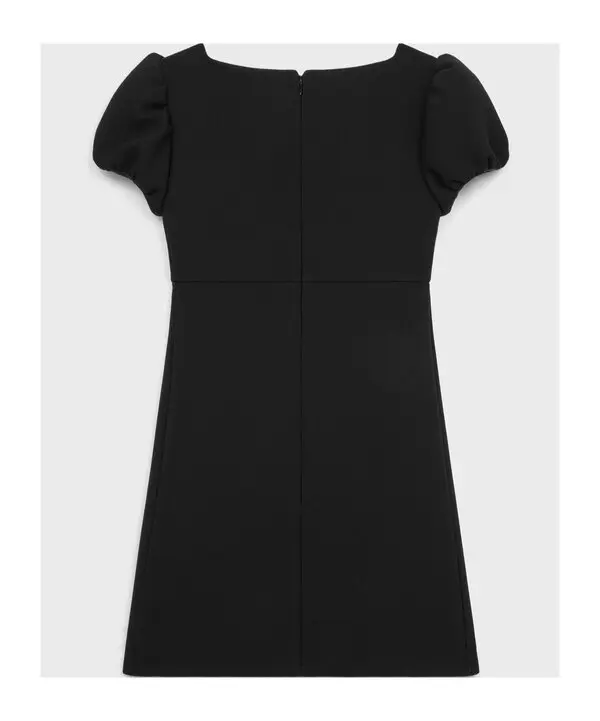 Celine Mini Dress With Jeweled Buttons In Wool Piqu