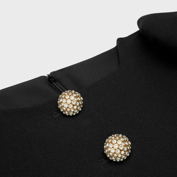 Celine Mini Dress With Jeweled Buttons In Wool Piqu