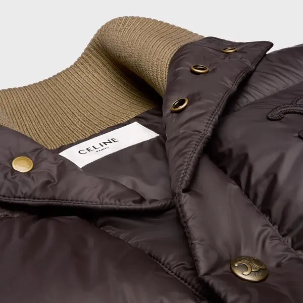 Celine Sleeveless Puffer Jacket In Light Nylon - Brown