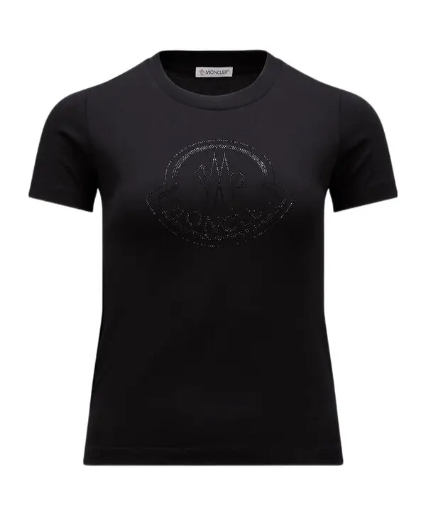 Moncler Logo Printed Crewneck T-shirt - Black
