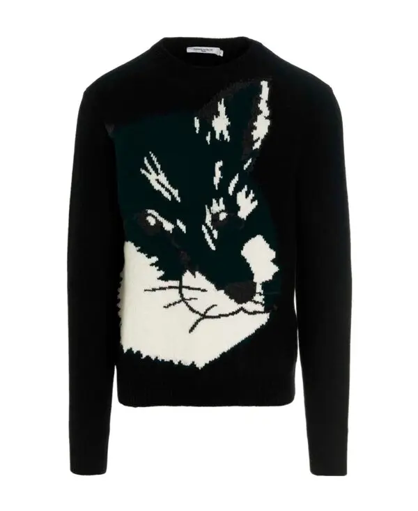 Maison Kitsuné Fox Head Jacquard Jumper - Black