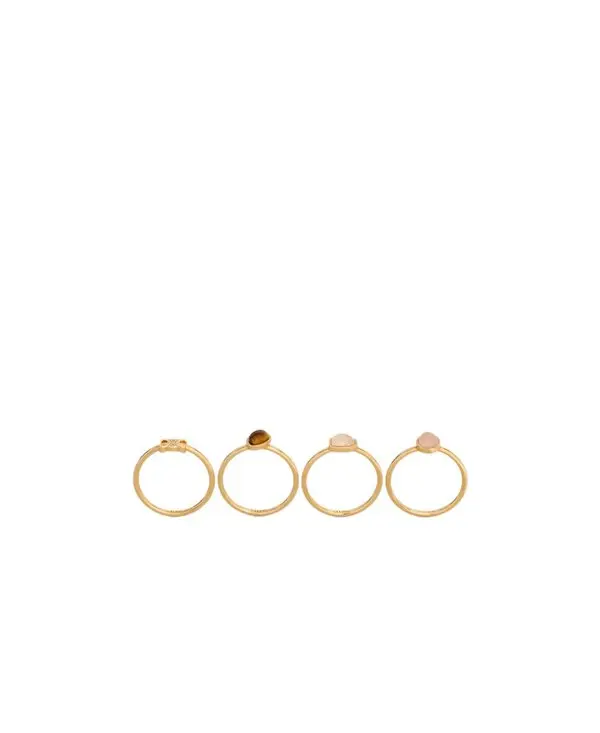 Celine Triomphe Set Of 4 Rings - Yellow