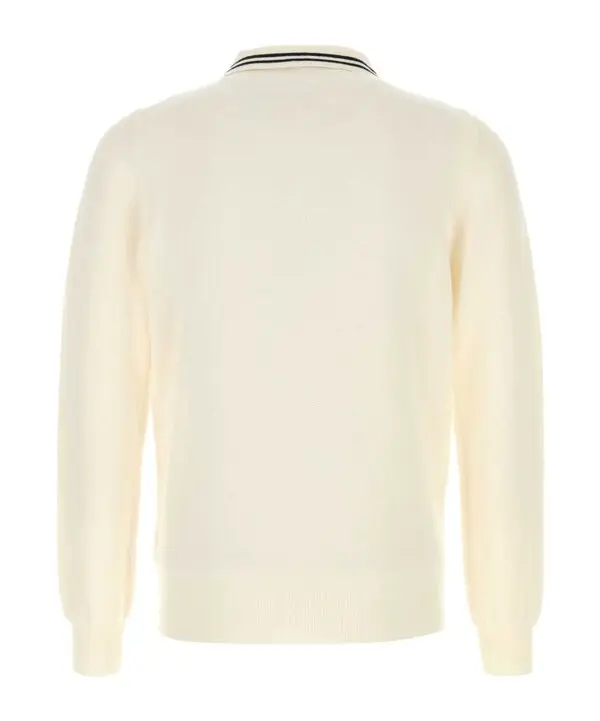 AUTRY Logo Embroidered Long-sleeve Polo Shirt - Ivory