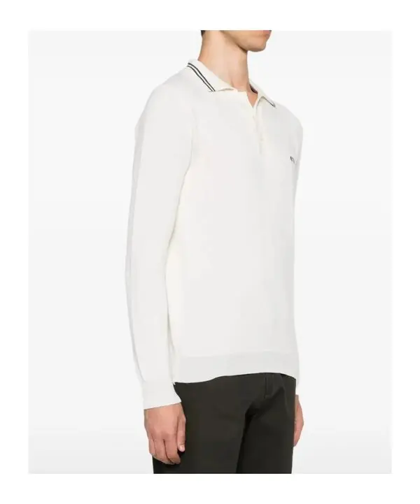 AUTRY Logo Embroidered Long-sleeve Polo Shirt - Ivory